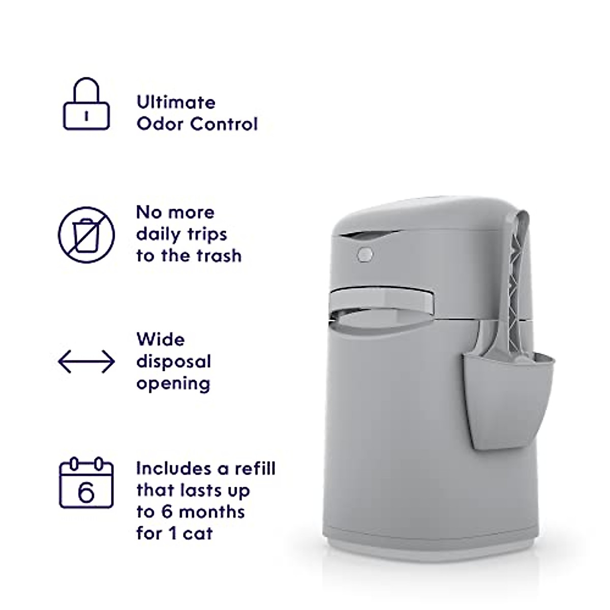 Litter Genie Easy Roll Pail | Cat Litter Box Waste Disposal System for Odor Control | Includes 1 Continuous Refill Bag