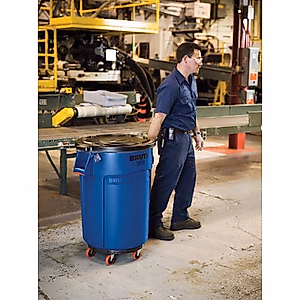 Rubbermaid Commercial Products FG261000GRAY Brute Heavy-Duty Round Trash/Garbage Can, 10-Gallon, Gray