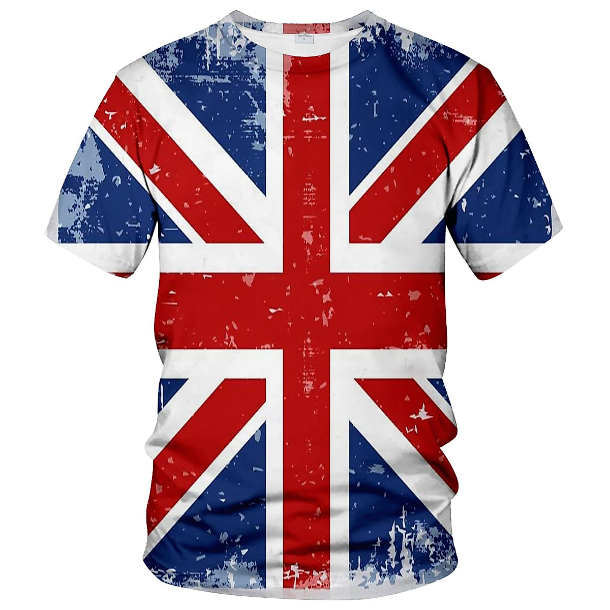 Cerbukt Men's 3D Novelty T-Shirt, Abstract England London Flag Old Vintage Like Print-XL