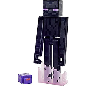 Mattel Minecraft Craft-A-Block Enderman Figure, Authentic Pixelated Video-Game Characters, Action Toy to Create, Explore and Survive, Collectible Gift for Fans Age 6 Years and Older