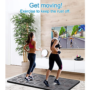 FWFX Electronic Dance Mats - Exercise Fitness Dance Pad Game for TV, Dance Mat Double Game for Kids Adults, Wireless Musical Dancing Mat with HD Camera, Birthday Gift for Girls Boys (Blue)