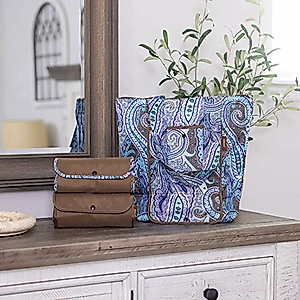 Sachi 3 Piece Market Tote Set – Insulated Thermal Reusable Grocery Bags for Cold and Hot Foods – Lightweight, Portable and Fold-able (Brown Damask Paisley)