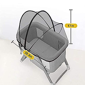 Mosquito Netting for Stroller, Encrypted Stroller Mosquito Net Full Cover, Stretchable Netting Breathable Folding Dual-Use Zipper Mesh Mosquito Net for Baby Car seat Cover (Black), XLXQ012