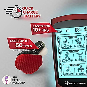 TENS Unit Muscle Stimulator, EMS Massager Machine for Shoulder, Neck, Sciatica and Back Pain Relief, Electronic Pulse Massage Physical Therapy, Red