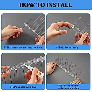 Stainless Steel Bird Spikes Anti Pigeons Deterrent Kit Bird Spikes Anti Climb Security Wall Fence Away from Roof Windowsill Deterrent for Birds Crows and Woodpeckers Easy Setup and Remove (2 Pieces)