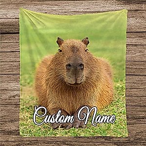 QZLAN Personalized Capybara Fleece Blanket Custom Name Capybara Gift