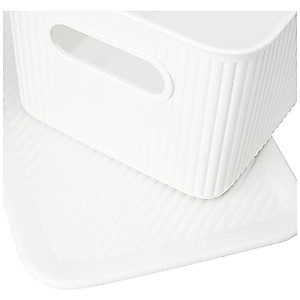 Tatay 7010901 Multipurpose Organizer Basket Set with Lid, 3X White, Medium