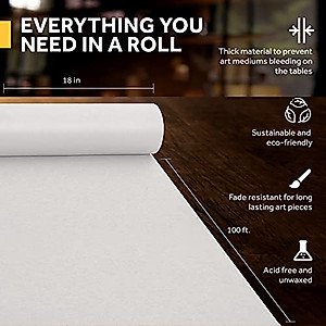 White Kraft Arts and Crafts Paper Roll - 18 inches by 100 Feet (1200 Inch) - Ideal for Paints, Wall Art, Easel Paper, Fadeless Bulletin Board Paper, Gift Wrapping Paper and Kids Crafts - Made in USA