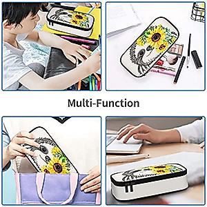 NiuKom Sloth Sunflower Pencil Case Pen Pouch Bag Marker Desk Organizer Pencil Holder with Zipper Big Capacity College Middle School & Office Supplies Stationery