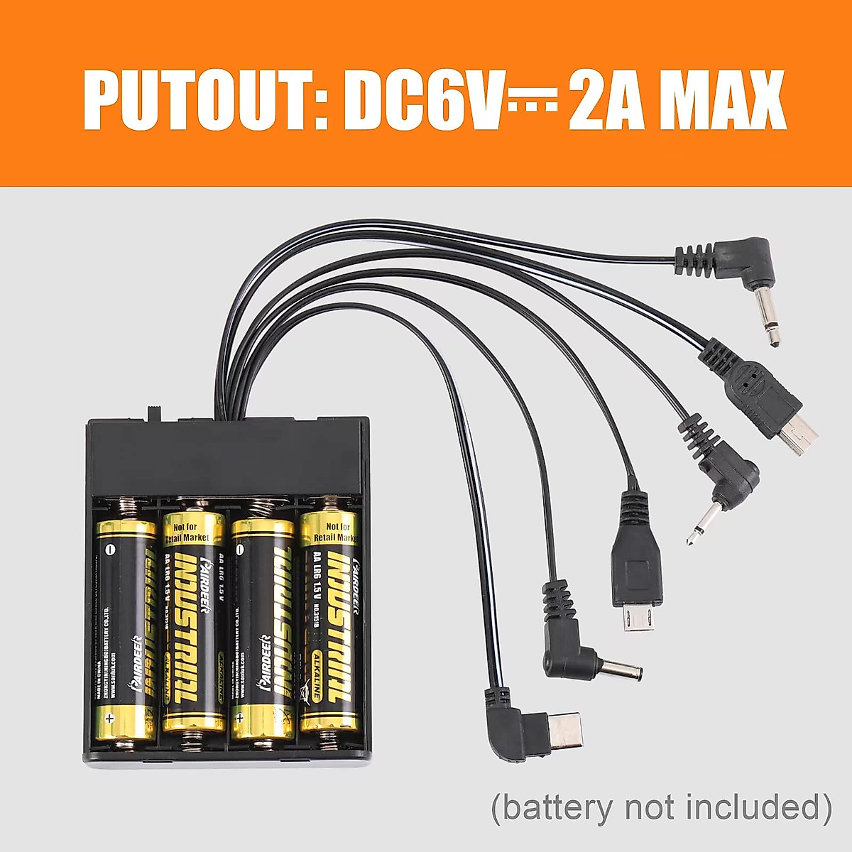 HOMEYUER External Power Supply Box with six Kind Jacks and ON/Off Switch for Various DC Equipment,Like Some Kinds Safe Box,Electronic Cabinet Lock,Toys,LED Lighting and so on.Output DC 6V