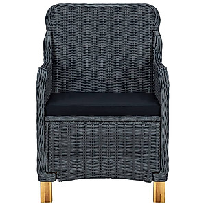 YUHI-HQYD 3 Piece Patio Lounge Set with Cushions,Outdoor Sectional Sofa Conversation Set,Afternoon Tea Suit,Balcony Furniture,Perfect for Patio,Garden,Porch,or Front Yard Area, Poly Rattan Dark Gray