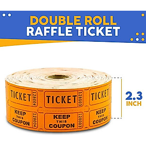 Toysery Multicolor Raffle Tickets - 6000 Tickets (3 Double Rolls of 2000 Tickets Roll), Consecutively Numbered Fundraiser 50/50 Raffle Tickets for Christmas Party, Concert, Carnivals & Other Event
