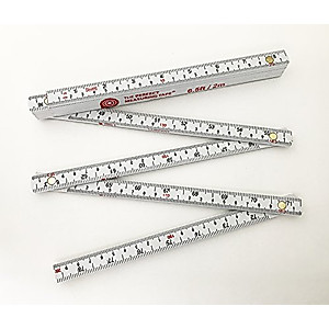 Perfect Measuring Tape Co. FR-72 Carpenter's Folding Rule Lightweight Composite Construction Ruler (Folding Yard Stick) with Easy-Read Inch Fractions - 6.5ft / 2m