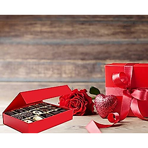 Purple Q Crafts 5 Pack Red Hard Gift Box with Magnetic Closure Lid 7" x 5" x 1.6" Rectangle Boxes For Gifts With Black Glossy Finish (5 Boxes)