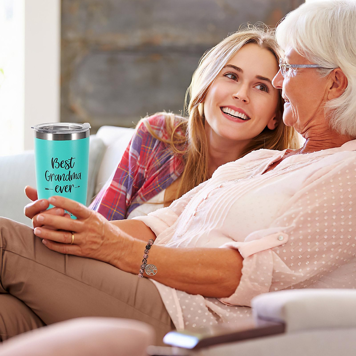 BuiltFit Grandma Gifts Birthday Gift for Grandma from Granddaughter - Birthday Gifts Box for Grandmother from Grandchildren, Christmas Mothers Day Gifts Set for Great Grandma Nana Wine Tumbler Set