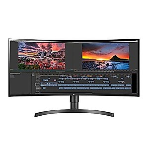 LG 34WN80C-B UltraWide Monitor 34” 21:9 Curved WQHD (3440 x 1440) IPS Display, USB Type-C (60W PD) , sRGB 99% Color Gamut, 3-Side Virtually Borderless Design, Tilt/Height Adjustable Stand - Black