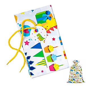 Loveinside Jumbo Large Plastic Gift Bag, Birthday Design Plastic Bag with Tag and Tie for Birthday Party, Graduation, Baby Shower - 56" x 36", 1 Pcs - Dinosaur