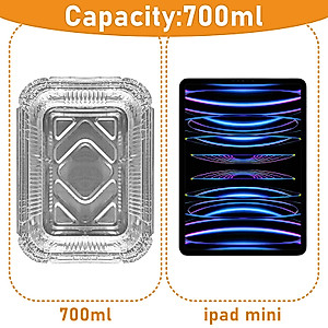 Thanksgiving Leftover Containers, 48 Pcs Thanksgiving Disposable Tin Foil Food Containers with Lids Aluminum To Go Storage Pans Foil Trays for Fall Party Supplies Thanksgiving Party Favors