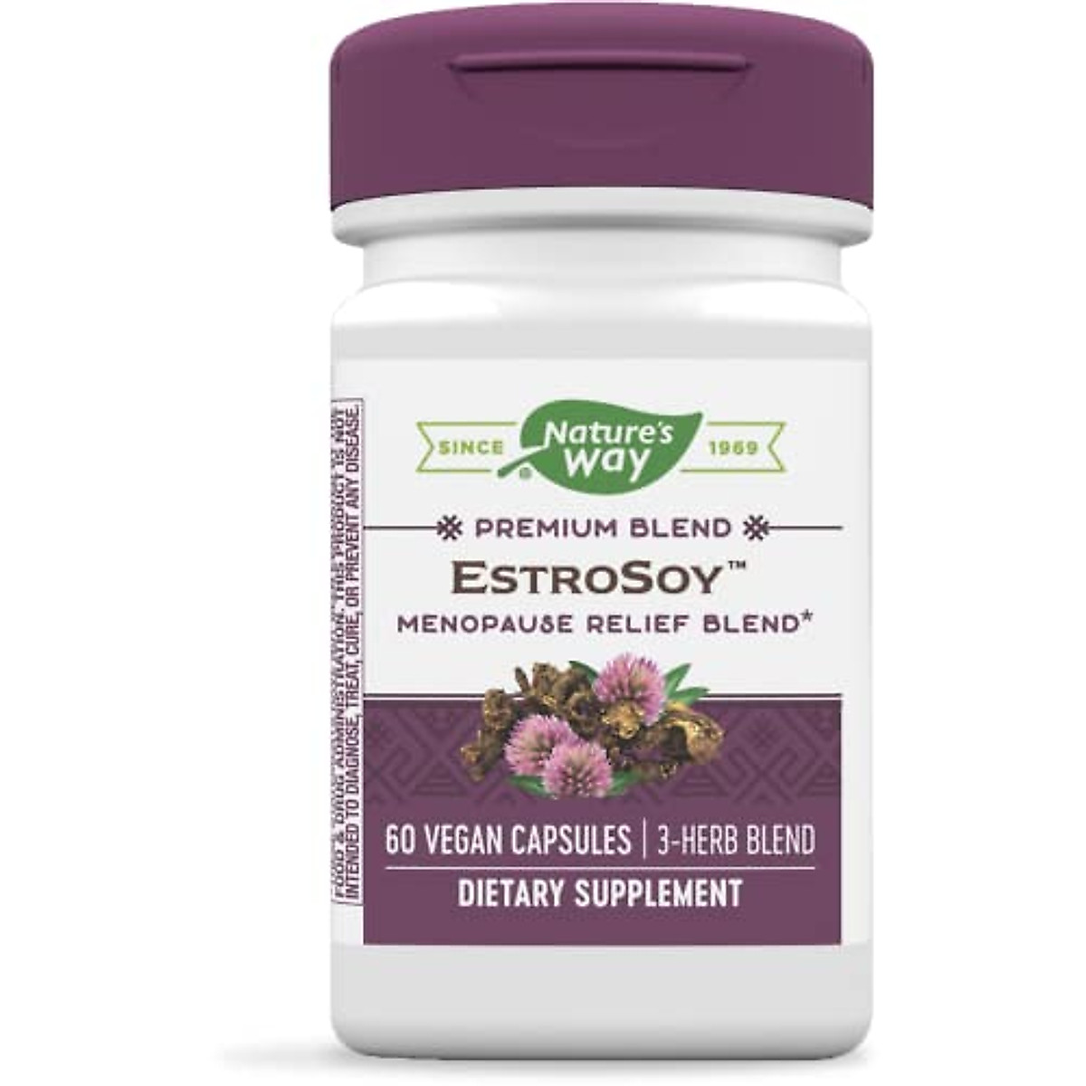 Nature's Way EstroSoy, Menopause Relief Blend*, Helps Relieve Menopausal Symptoms*, Black Cohosh, Red Clover, and Fermented Soy, 60 Vegan Capsules