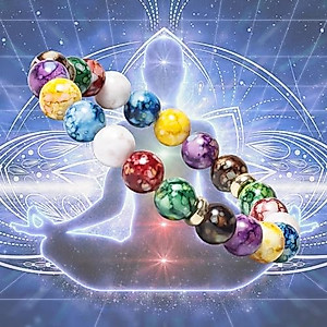 Pulsera Arus 7 Chakras Original,Healing Stones Bracelet Chakra Bracelets for Women 7 Chakra Bracelet Healing Crystal Stone Bracelets Yoga Balance Energy Volcanic Stones Bracelet Christmas Gifts