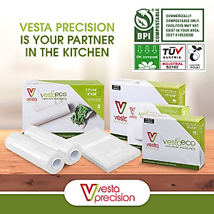 Vesta Vacuum Sealer Bags Rolls | 11x16 3 pack | ideal for Food Saver, Seal a Meal | fits well in roll slots of sealers | BPA Free, Heavy Duty | Great for food vac storage or sous vide
