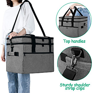 YARWO 2024 New Slow Cooker Bag Compatible with Crock-Pot and Hamilton Beach 6-8 Quart Oval Slow Cooker, Double Layers Slow Cooker Travel Carrier for kitchen Appliance and Accessories, Gray (Bag Only)