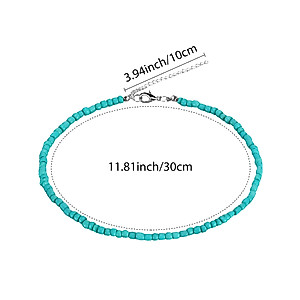Hicarer Women Bead Choker Necklace Colorful Bohemian Seed Bead Chain Women Boho Hawaiian Tiny White Turquoise Layered Collar