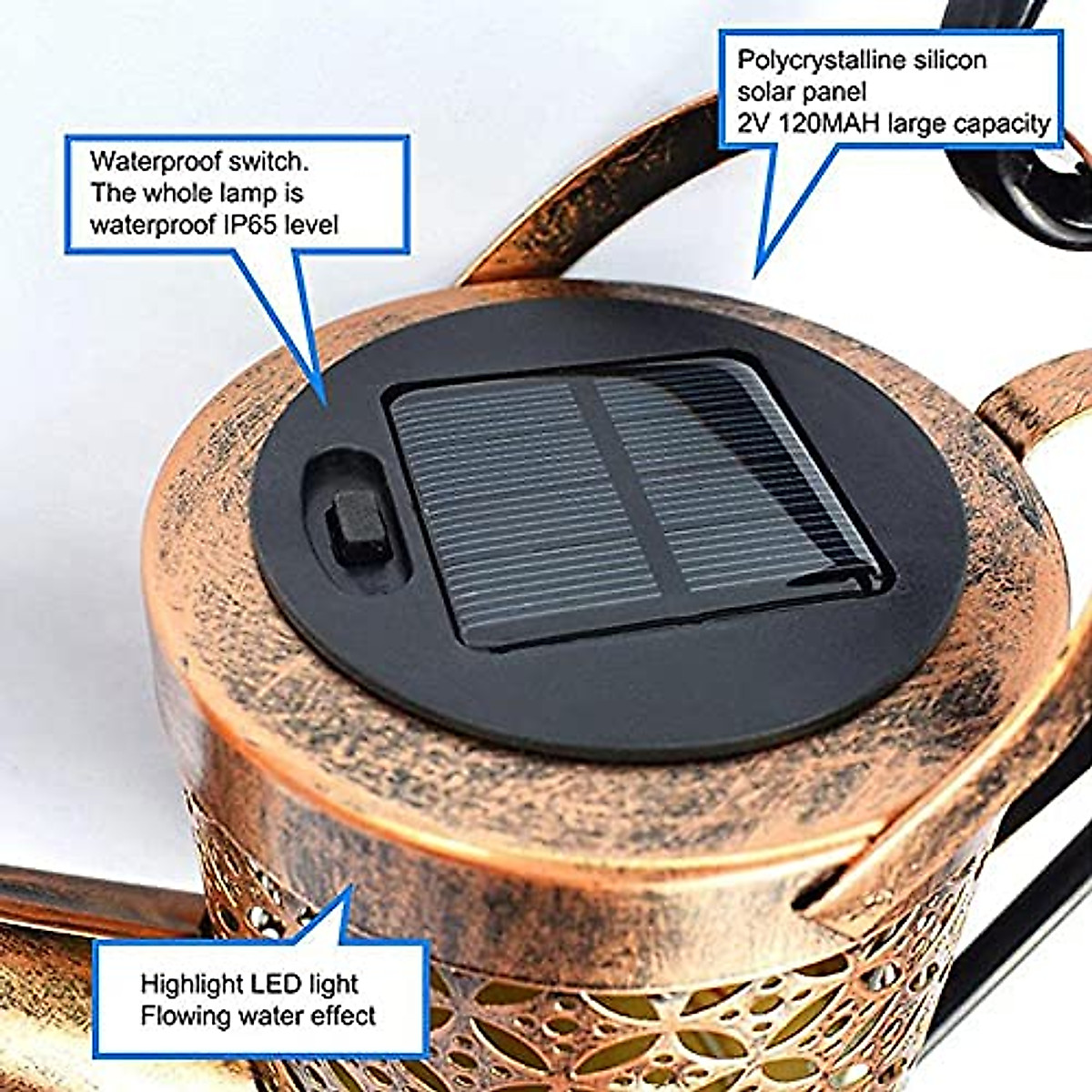 Solar Watering Can Light,Bunch Lights Waterproof Waterfall String Lights, Outdoor Garden Fairy Light Decor for Home Yard Patio