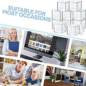 Yulejo Clear Acrylic Box with Lid Plastic Square Cube Display for Storage Stackable Container Pill Candy Jewelry Gift Card Party Favors 2.9 x Inch (24 Pieces)