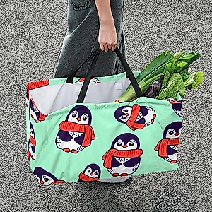 Cartoon Animal Full Print Large Capacity Laundry Organizer Tote Bag - Reusable and Foldable Oxford Cloth Shopping Bags