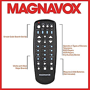 Magnavox MC345 4 in 1 Universal Remote Control | Control Up to 4 Devices with 1 Remote | Works with Most Major Brands | Works with TV, DVD, VCR and Satellite |