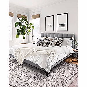 Art&Tuft Area Rug 5x7, Super Soft Ultra-Thin Moroccan Washable Rug, Anti-Slip Backing Rugs for Living Room, Foldable Geometric Machine Washable Area Rug(5'x7', Ivory)