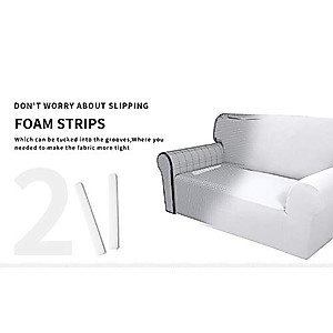 Easy-Going Fleece Stretch Sofa Slipcover Spandex Non-Slip Soft Couch Sofa Cover, Washable Furniture Protector with Anti-Skid Foam and Elastic Bottom for Kids, Pets(Loveseat, Snow White)