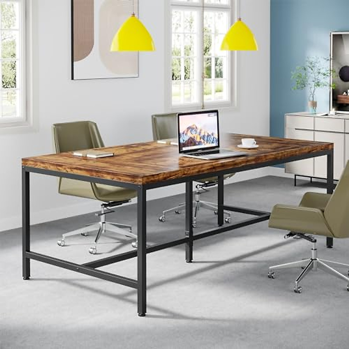 Tribesigns 63 Inches Executive Desk Large Computer Desk Office Desk with Thicken Frame for Home Office, Modern Simple Workstation Medium 6FT Conference Table, Meeting Table