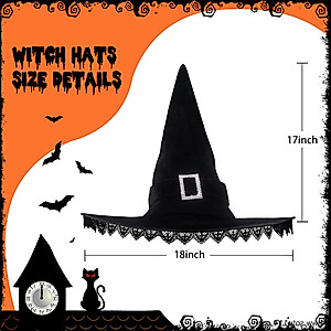 JUSTOTRY Halloween Witch Hat - Women Costume Black Witches Hats with Lace Fringe for Hallowee Decor Accessories Hocus Pocus Party Favor