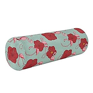 Vnurnrn Flamingo Bird Trumpet Flower Neck Support Pillow Round Neck Roll Bolster Cylinder Pillow Cervical Pillows Round Neck Pillow for Leg Knee Back Head Support for Bedroom Camp Work Women Men