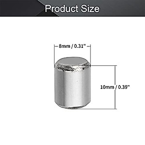 Bettomshin 10Pcs 0.31" x 0.39" (DxH) 304 Stainless Steel Dowel Pin Cylindrical Dowel Pins 8x10mm Shelf Pegs for Metal Devices Furniture Installation Wood Bunk Bed Support Shelves Silver Tone