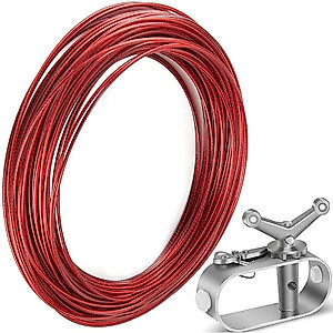 Pool Cover Cable and Winch Kit, 100ft Plastic-Coated Steel Cable and Ratchet for Winter Safe Above Ground Swimming Pool Cover,Replacements for Swimming Pool Cover Winch and Cable