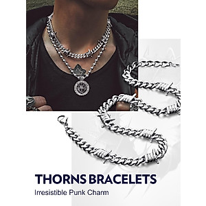 Bandmax Barbed Wire Choker Necklace for Women Men Stainless Steel Gothic Thorns Necklace Chain 16 Inches Women Chunky Punk Choker