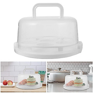 Portable Cake Keeper Cake Containers Carriers with Handle Cake Packaging Case Fresh Keeping Container with Lid Cake Cake Container Dome Cake Storage Box (White)