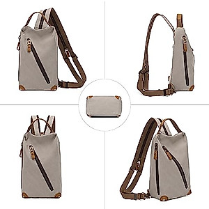 KL928 Canvas Sling Bag - Small Crossbody Backpack Shoulder Casual Daypack Rucksack for Men Women