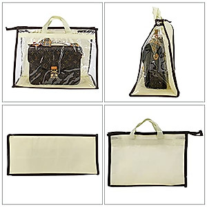HOMOKUS Handbag Storage, 4 PACK Purse Storage Organizer for Closet, Clear Purse Storage Bags, Dust Bags for Purses and Handbags, Space-Saving Handbag Organizer Transparent with Zipper and Handle