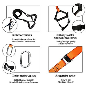 Moulyan Bodyweight Resistance Training Straps Complete Home Gym Fitness Trainer kit for Full-Body Workout Easy Setup Gym Home Outdoors