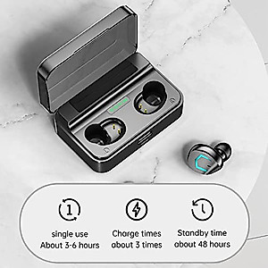 Wireless Bluetooth in-Ear Earbuds, Build-in Microphone, Premium Deep Bass Stereo Headphones, IPX7 Waterproof Sport Earbuds with LED Digital Display Charging Cabin