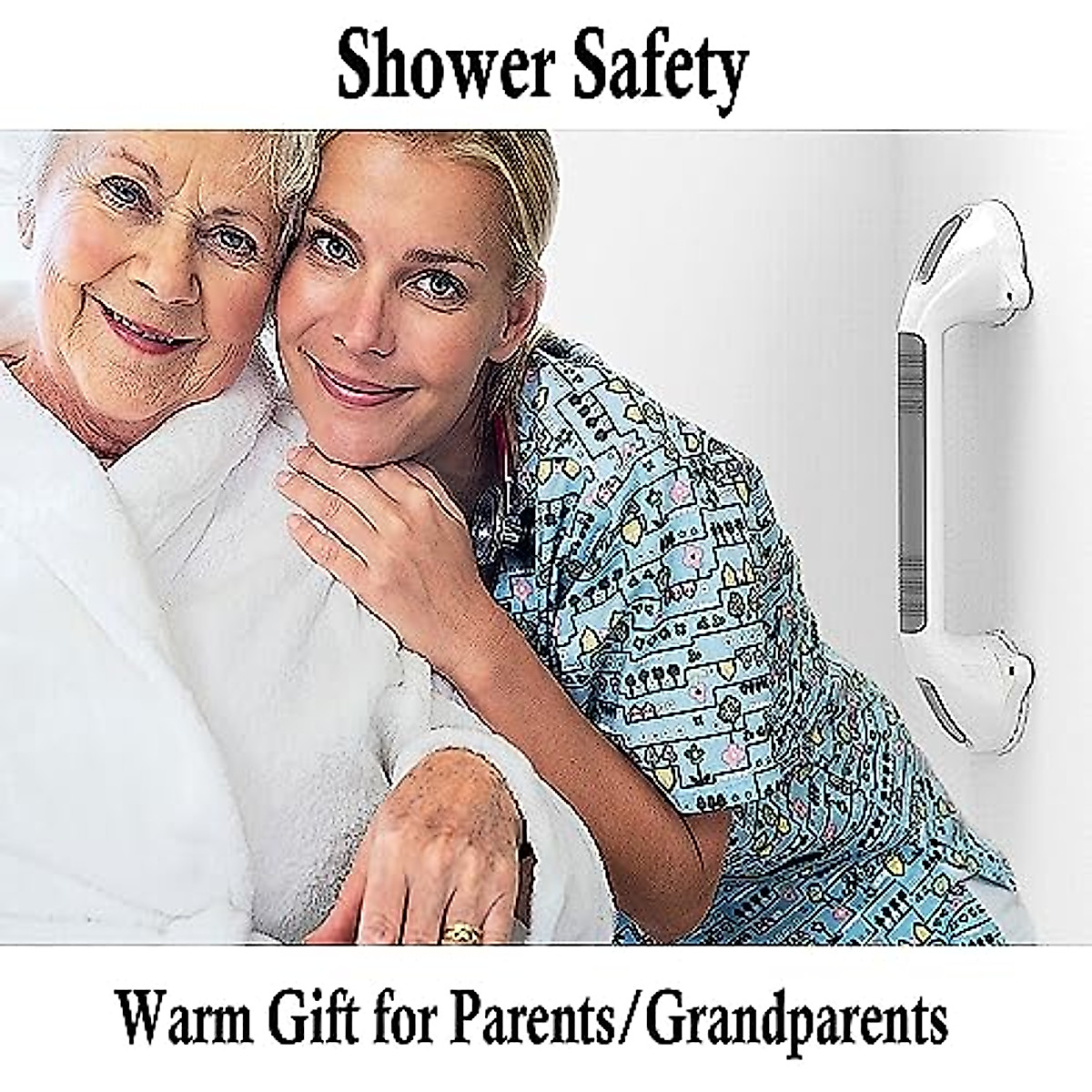 AmeriLuck 16.5inch 2 Pack Suction Balance Assist Bathroom Shower Handle,Bath Grab Bar with Indicators(White/Grey)