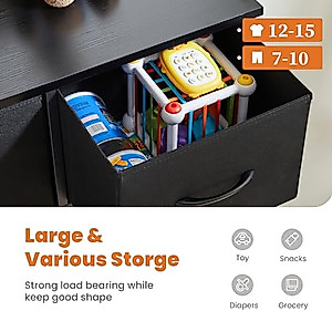 Sweetcrispy Dresser, Dresser for Bedroom, Storage Drawers, Tall Fabric Storage Tower with 9 Drawers, Chest Organizer Unit with Wooden Top for Kids Room, Closet, Entryway, Nursery