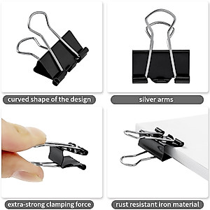 340PCS Paper Clips Binder Clips Paperclips Small Binder Clips Paper Clips Assorted Sizes (Black)