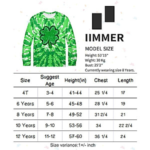 IIMMER Little Boys Girls Fahion St Patty Day Tie Dye Irish Shamrock Long Sleeve Shirt 7-8 Years