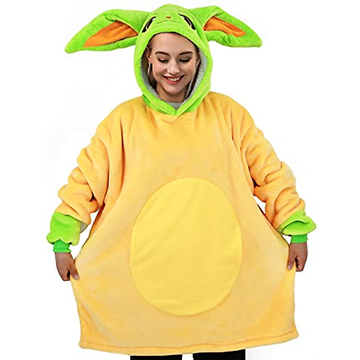 vavalad Cartoon Wearable Blanket Sweatshirt Sherpa Oversized Hoodie TV-Blanket with Sleeves and Pockets for Adults Men Women Teens One Size Fits All