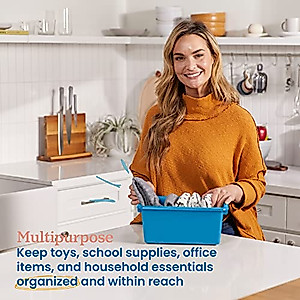 ECR4Kids Scoop Front Storage Bin, Multipurpose Organization, French Blue, 5-Piece